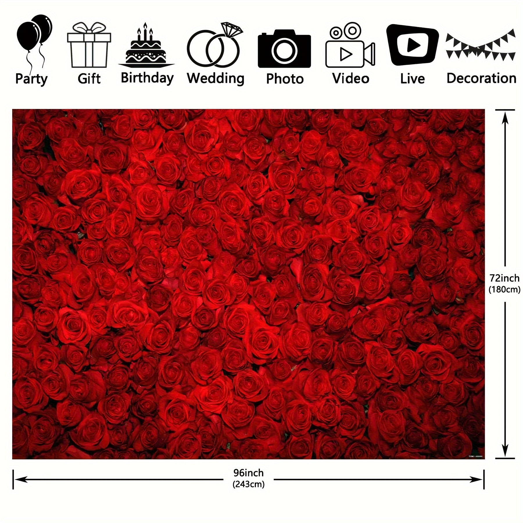 Romantic Red Rose Photography Backdrop | Polyester Tapestry for ...