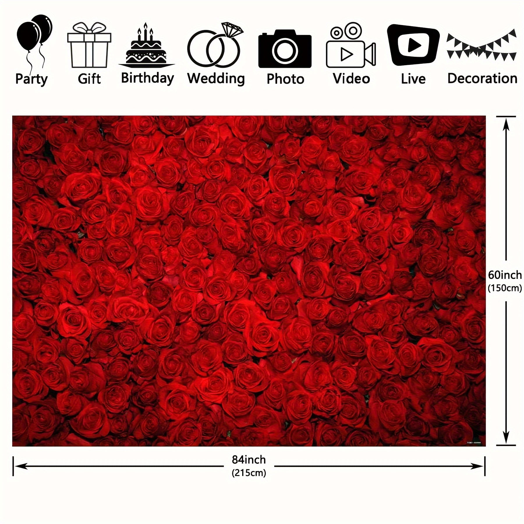 Romantic Red Rose Photography Backdrop | Polyester Tapestry for ...