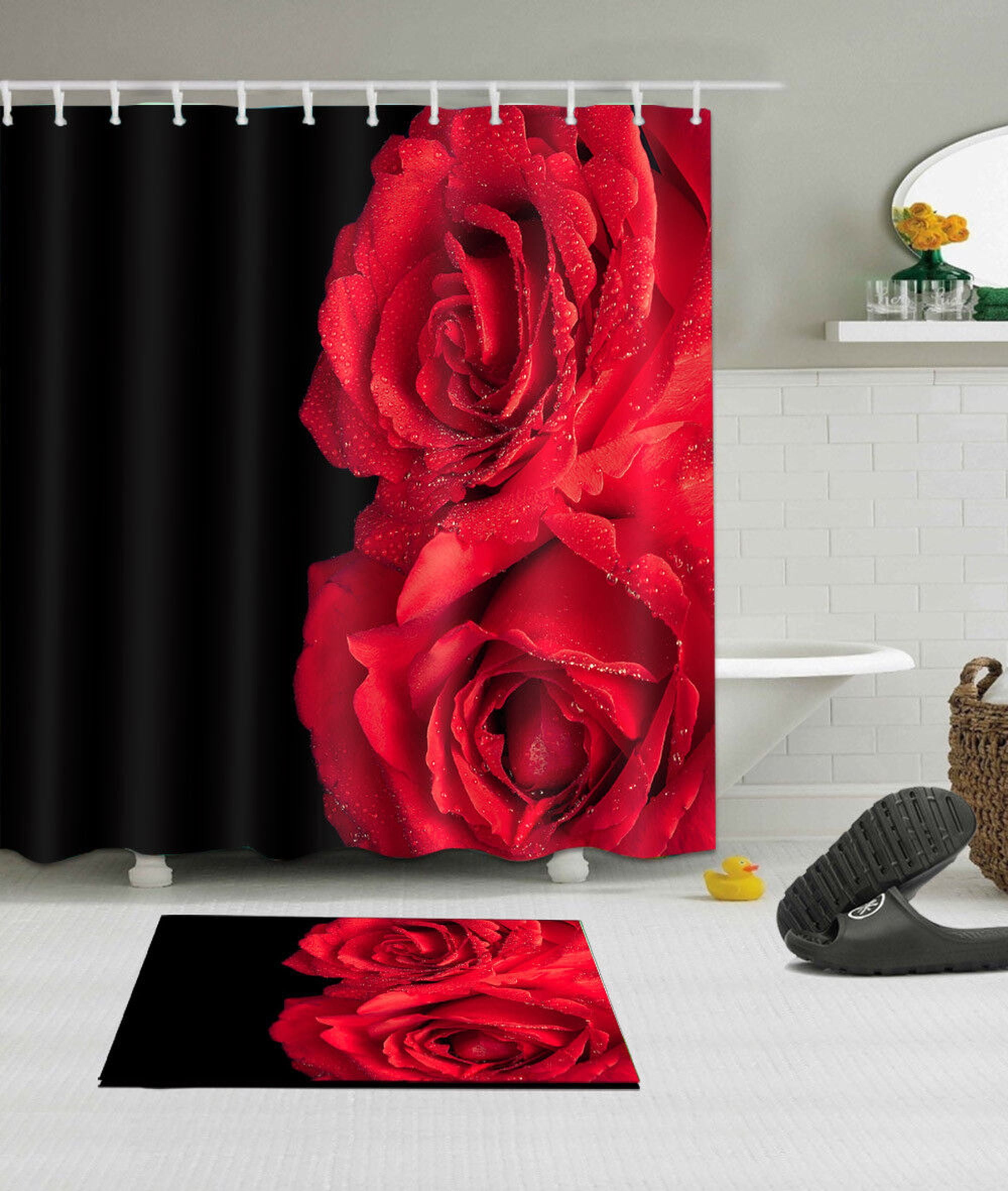 Romantic Red Rose Shower Curtain Enhance Your Bathroom With Love And