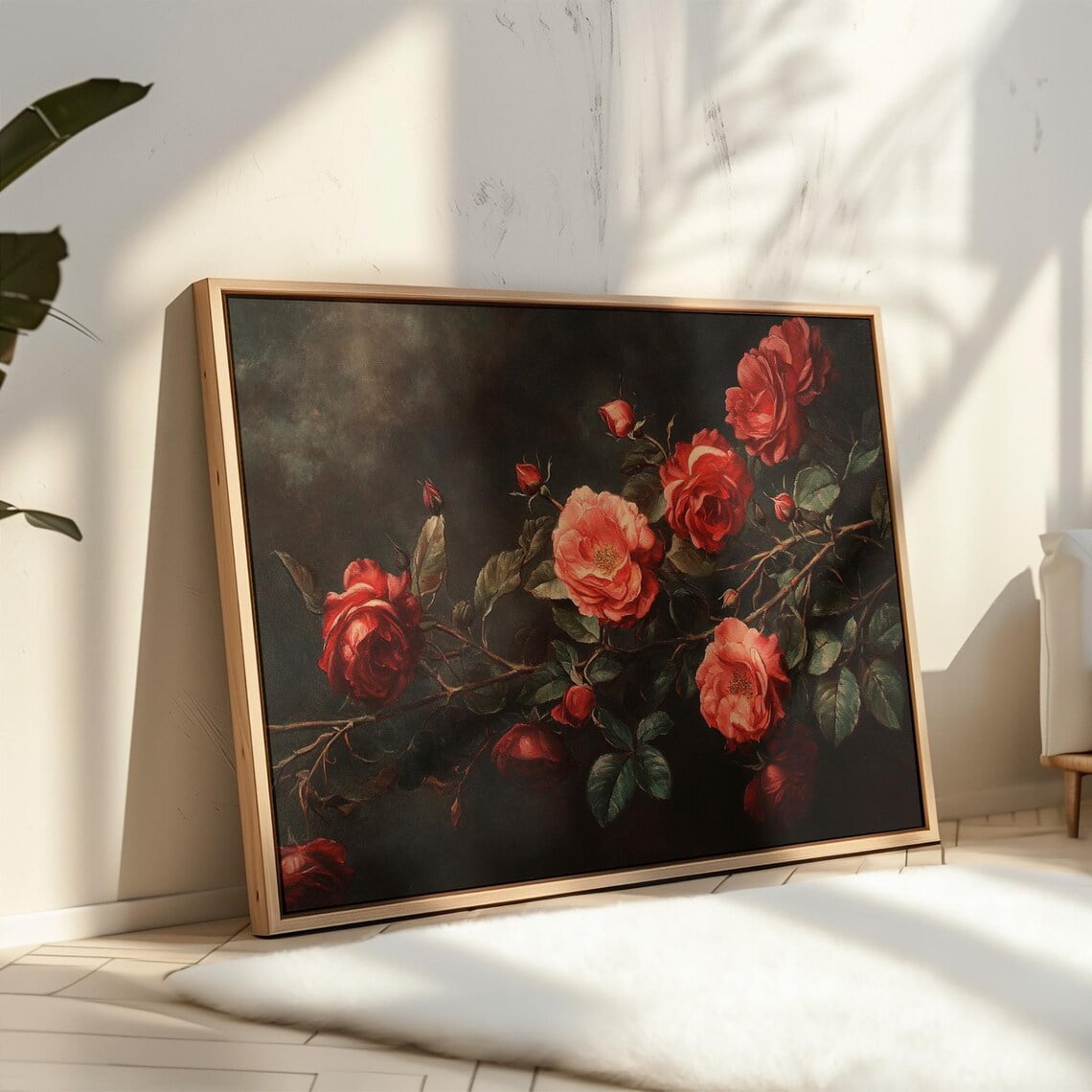 Romantic Red Rose Wall Art - Elegant Floral Hangable Artwork For Living ...