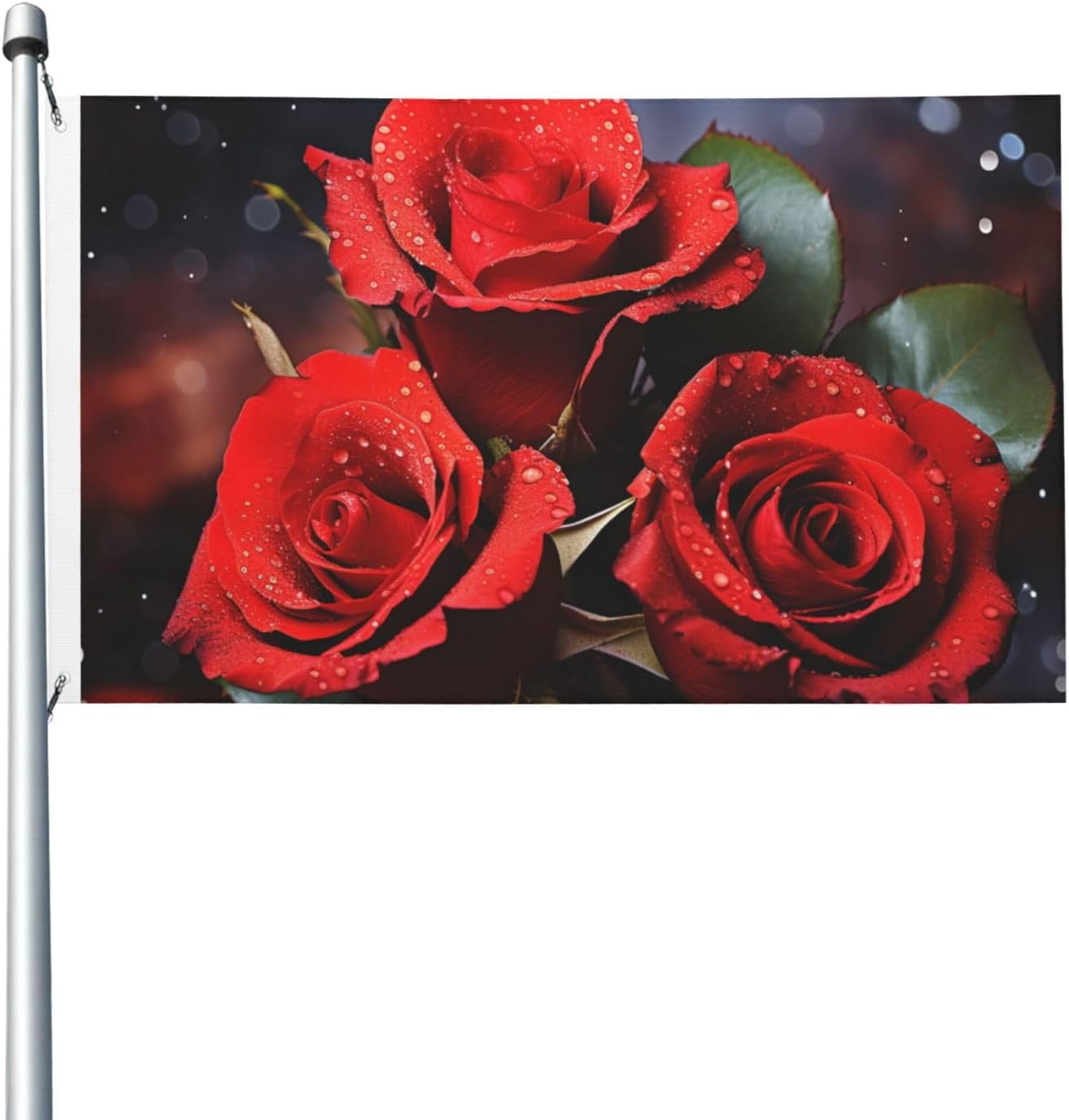 Romantic Red Roses Flag 3x5 ft Flags for Outside Funny Banner Garden ...