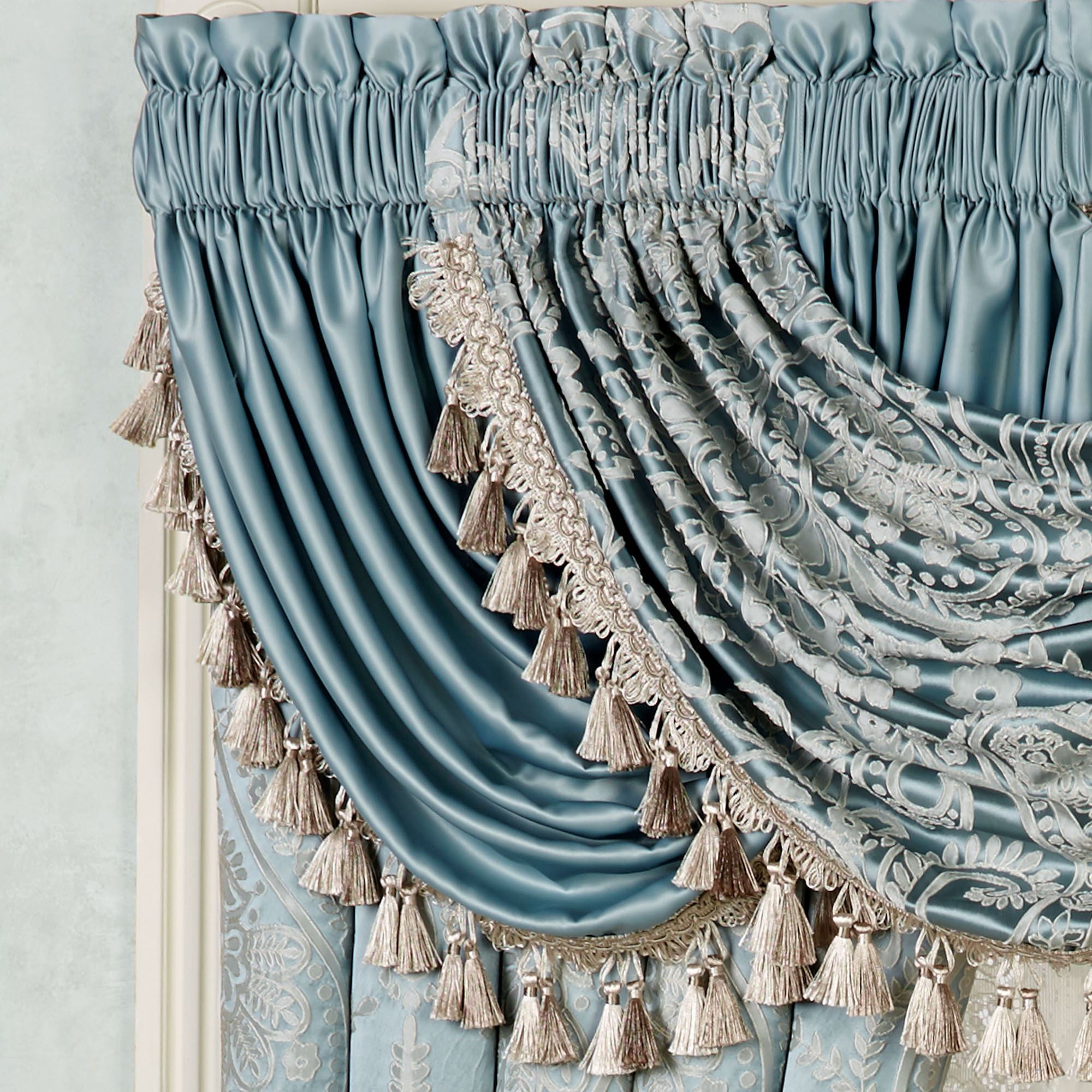 Touch of Class Parisian Blue Solid Print Romantic Regency Rod Pocket ...