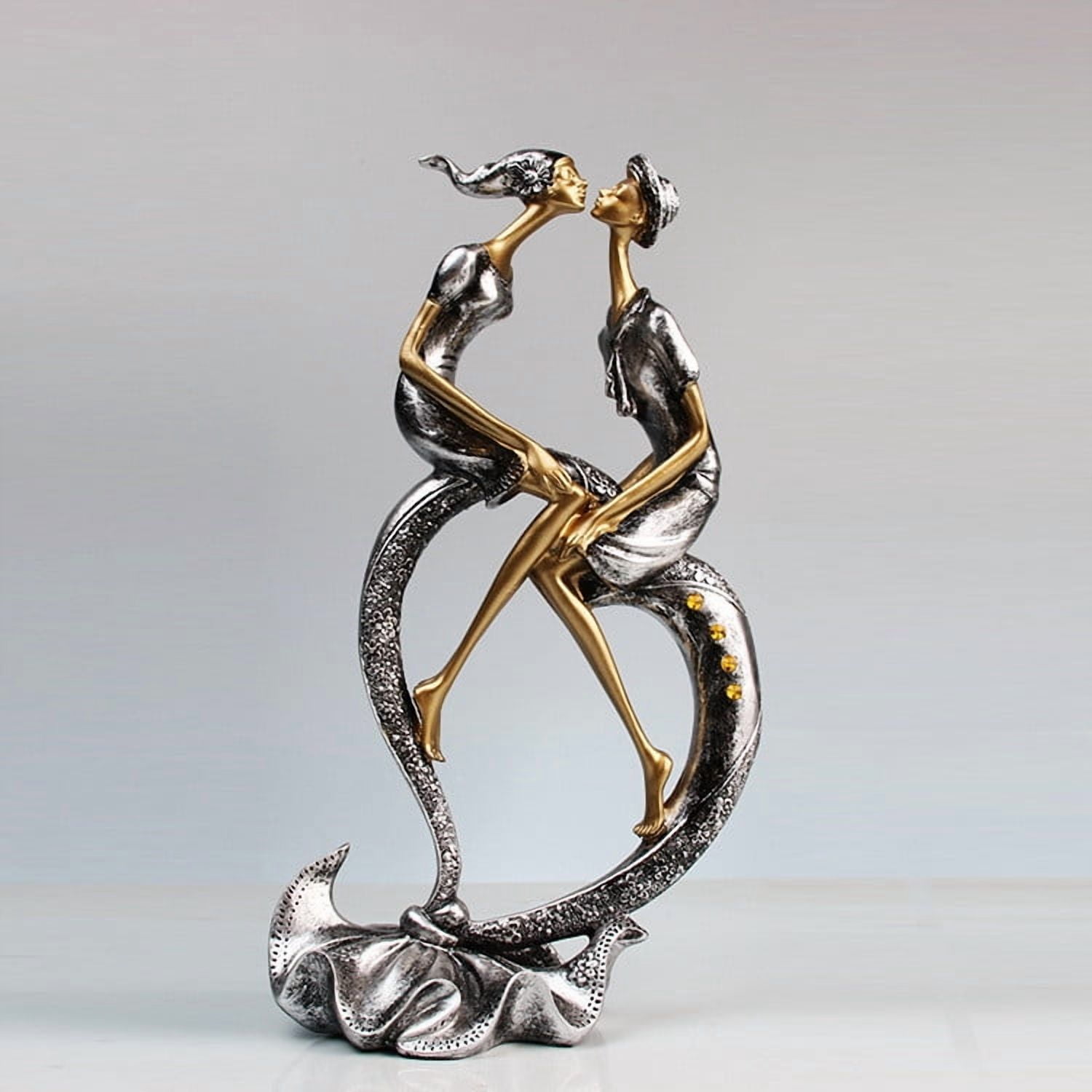 Romantic Resin Couple Figurine with Delicate Gold Details, Intimate ...