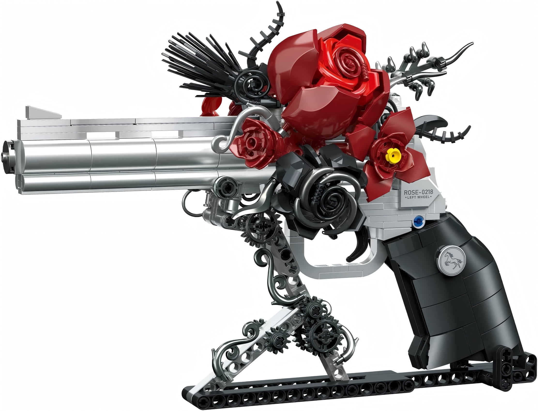 Romantic Revolver Building Blocks with Red Roses, Gothic Rose Revolver ...