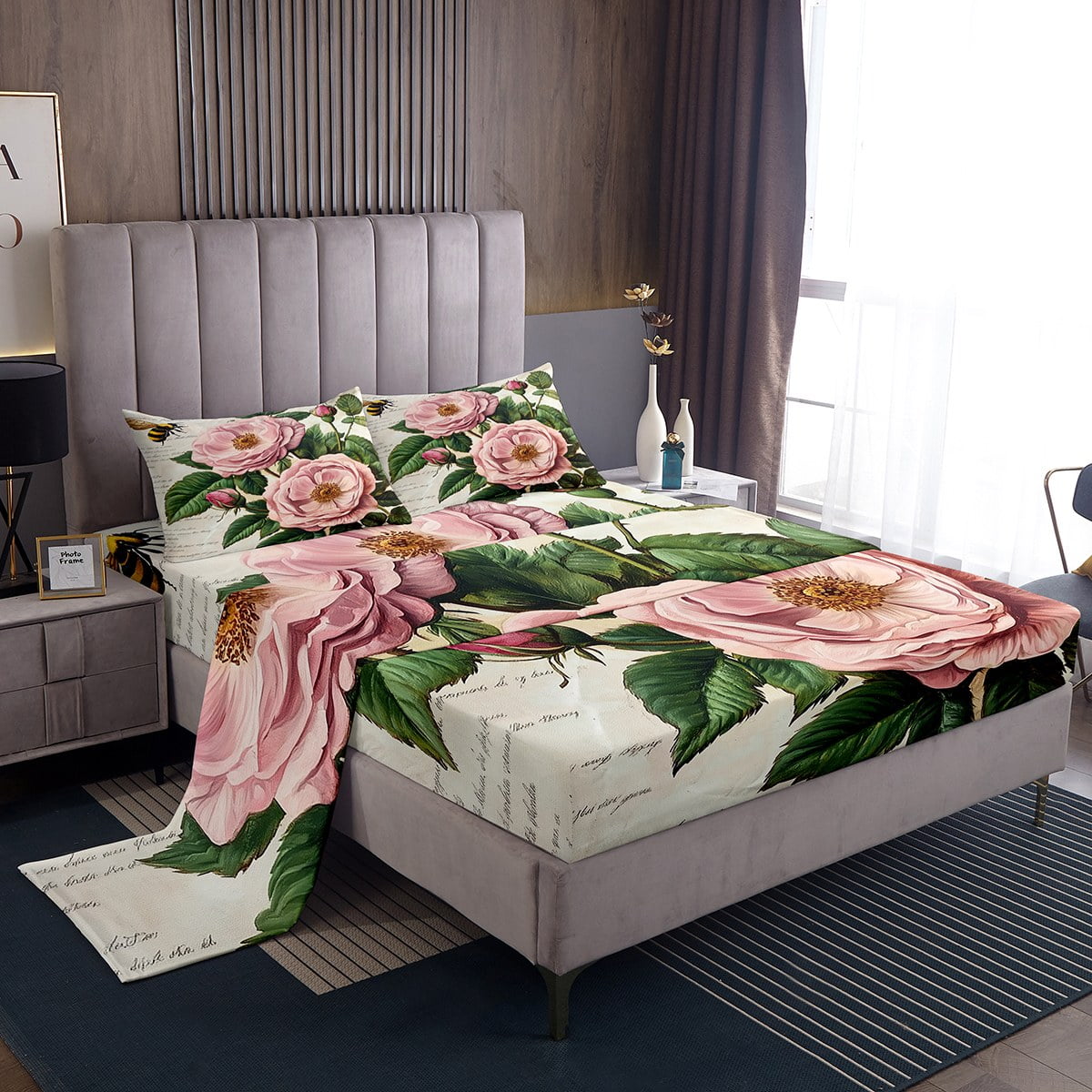 Romantic Rose Bed Sheets Set King Size Teens Adults,Valentine Rose ...