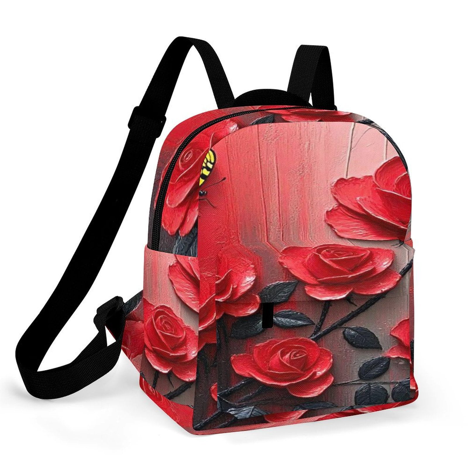 Romantic Rose Butterfly Red And Grey Small Backpack Cute Mini Backpacks ...