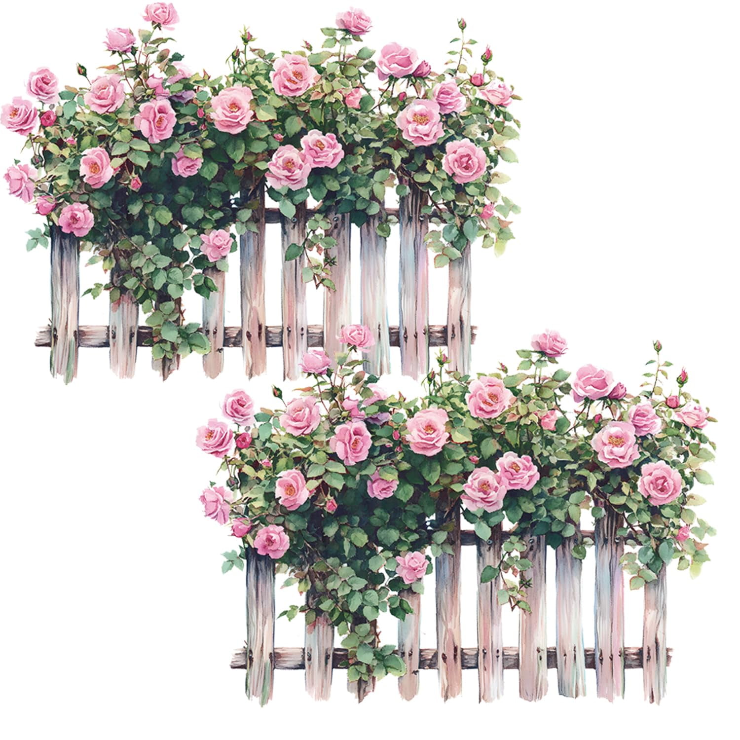 Romantic Rose Decals Floral Wall Decor, Rose Vine Fence Flowers ...