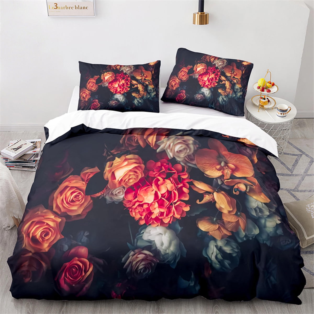 Romantic Rose Floral Duvet Cover Microfiber Quilt Cover for Adults ...
