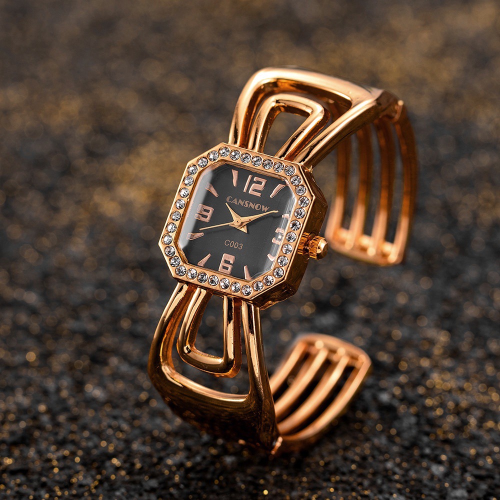 Romantic Rose Gold Bow Bangle Watch with Diamond Trimmed Dial - Walmart.com