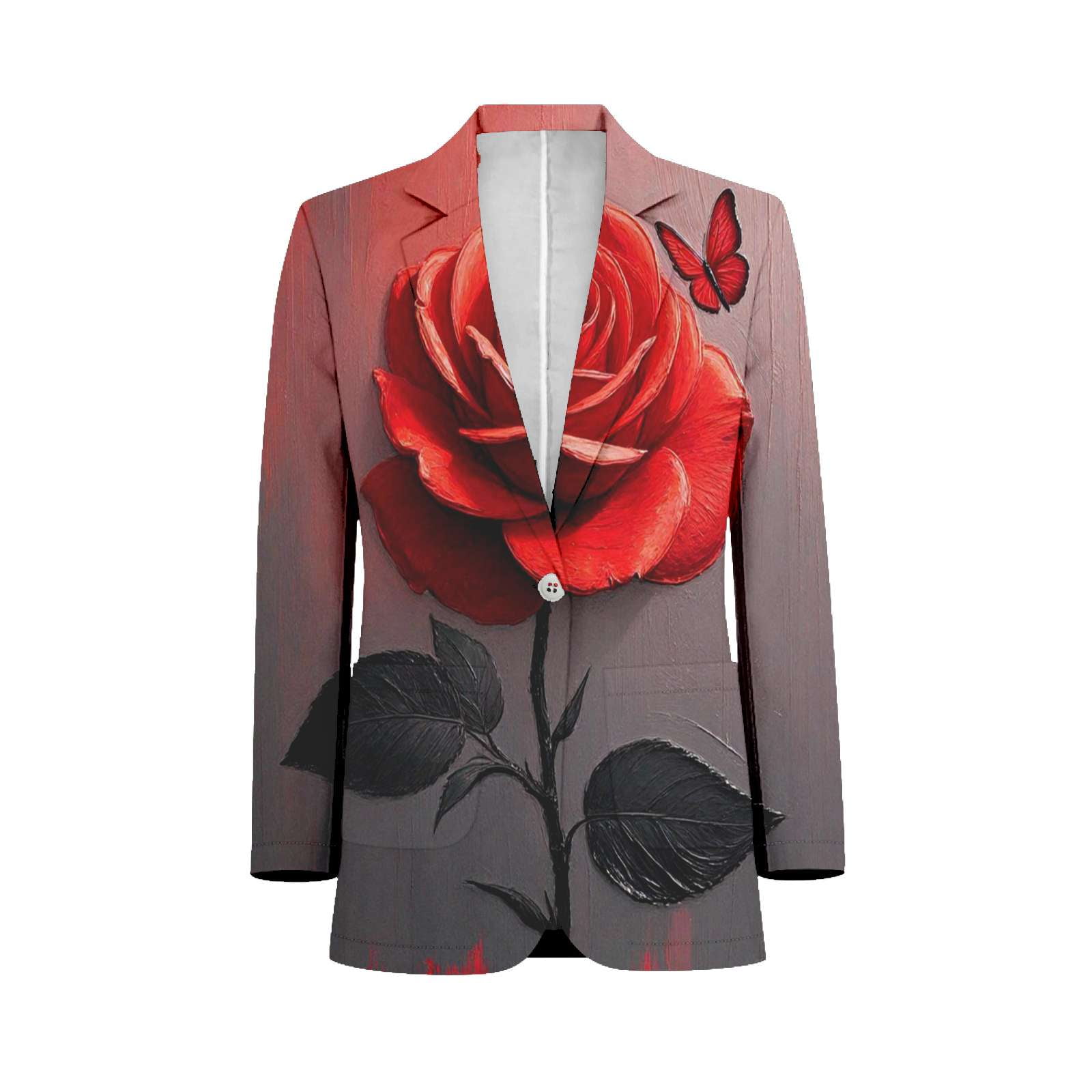 Romantic Rose Grey And Red Mens Suits Shawl Collar Slim Fit Suit Mens ...