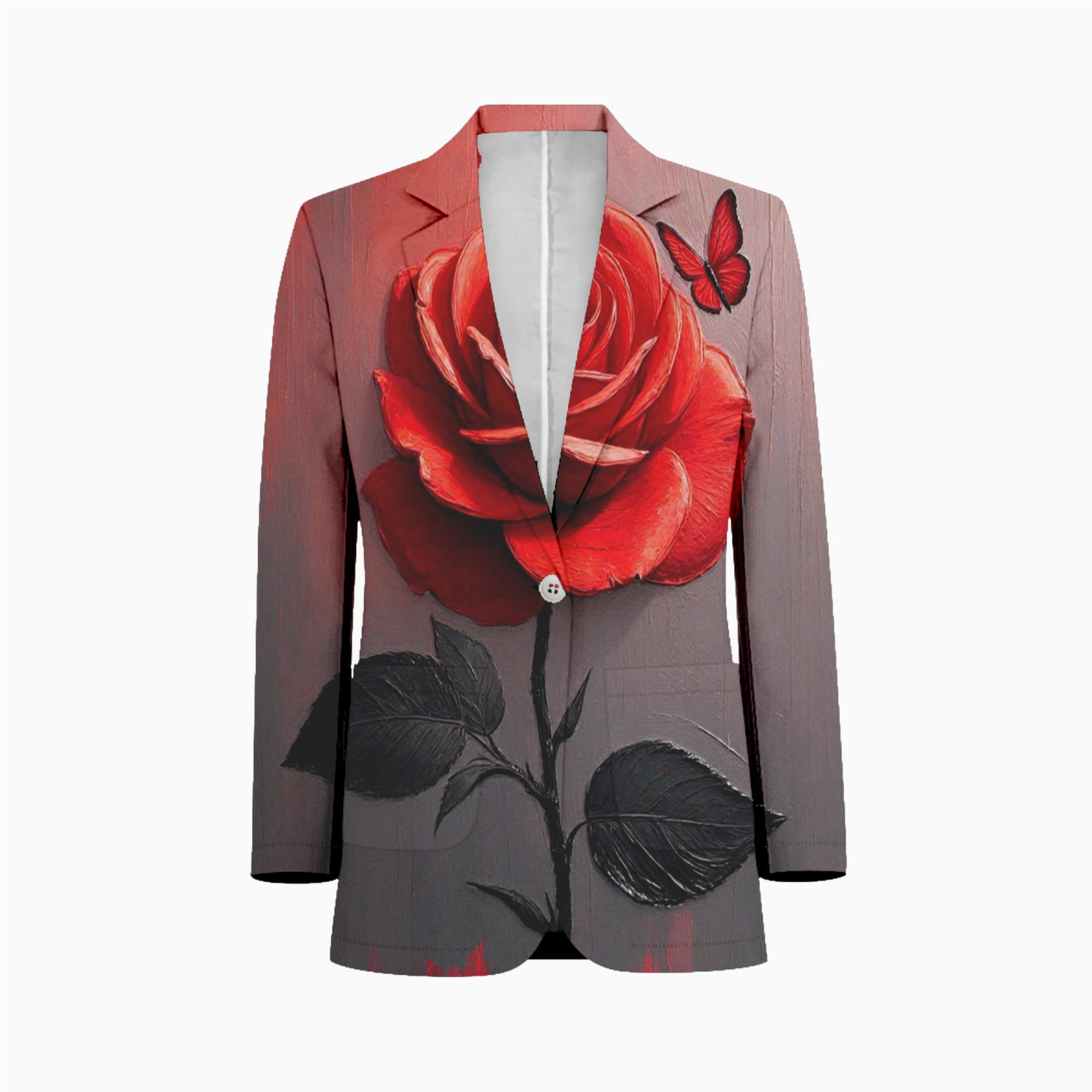 Romantic Rose Grey and red Customized Men's Suits full man Shawl Collar ...