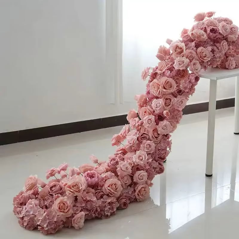Romantic Rose Hydrangea Flower Row Table Sofa Runner Decor Wedding ...