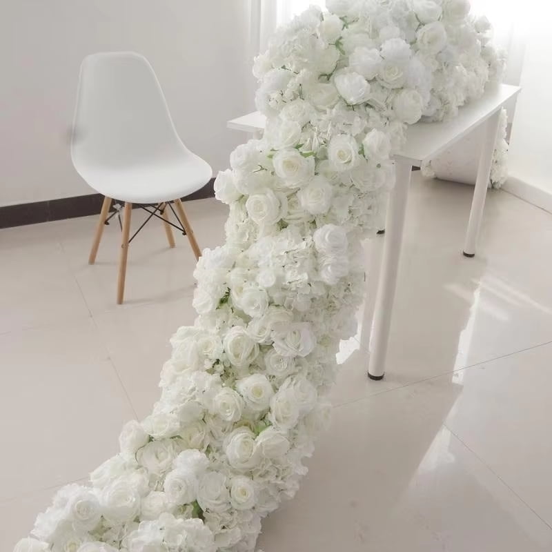 Romantic Rose Hydrangea Flower Row Table Sofa Runner Decor Wedding ...