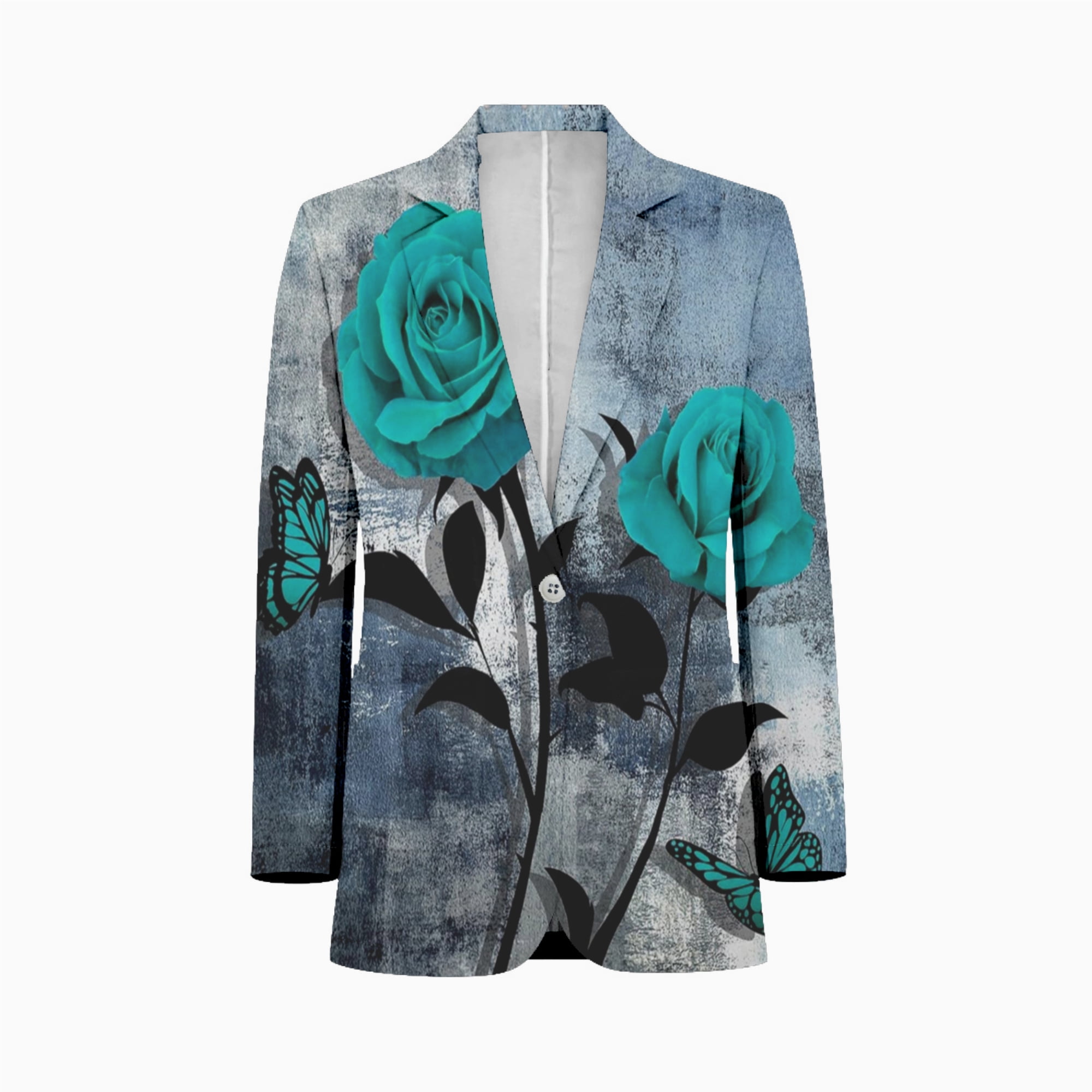 Romantic Rose Turquoise and Grey Customized Men's Suits full man Shawl ...