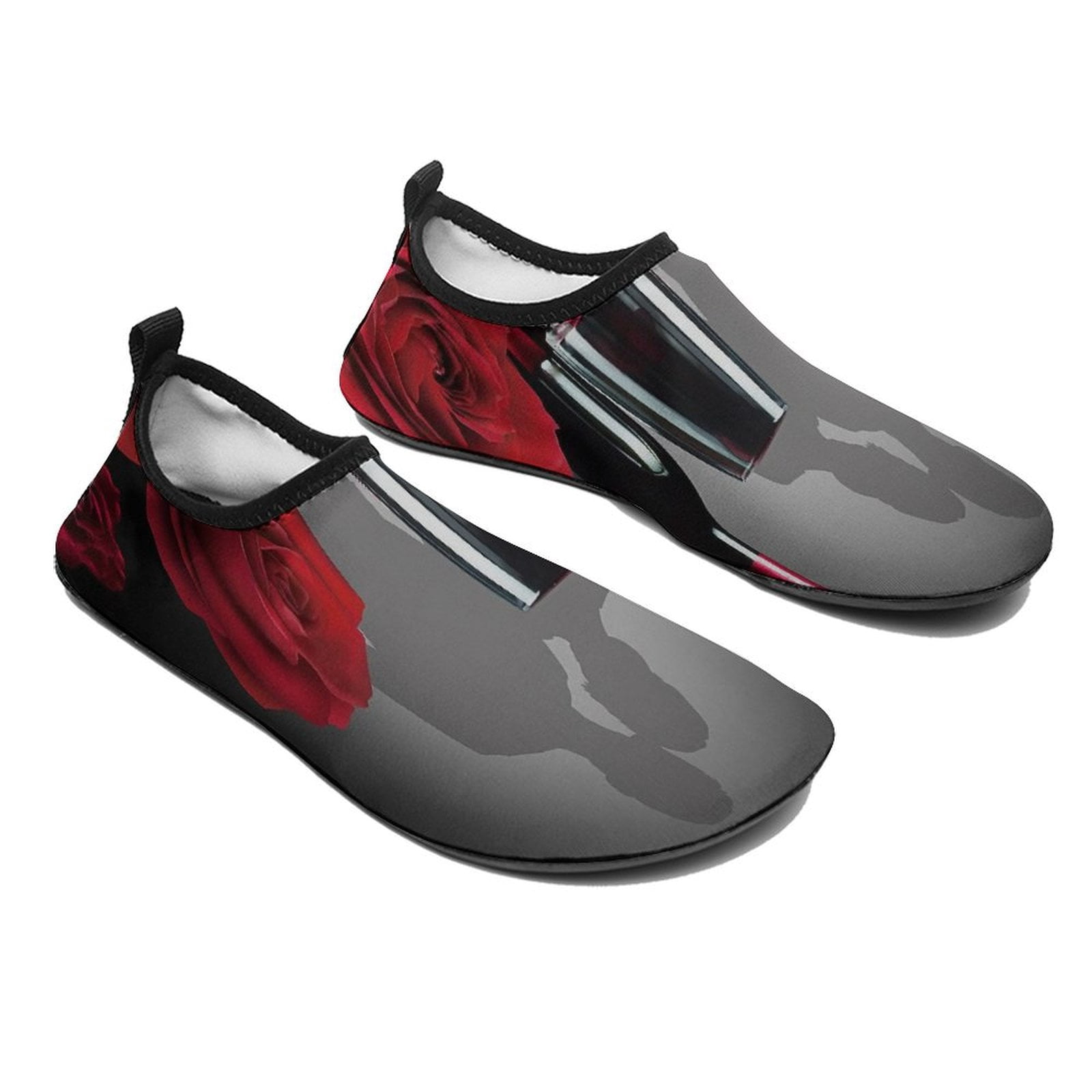 Romantic Rose Wine Water Shoes Beach Slip-on Shoes for Men Women Swim ...