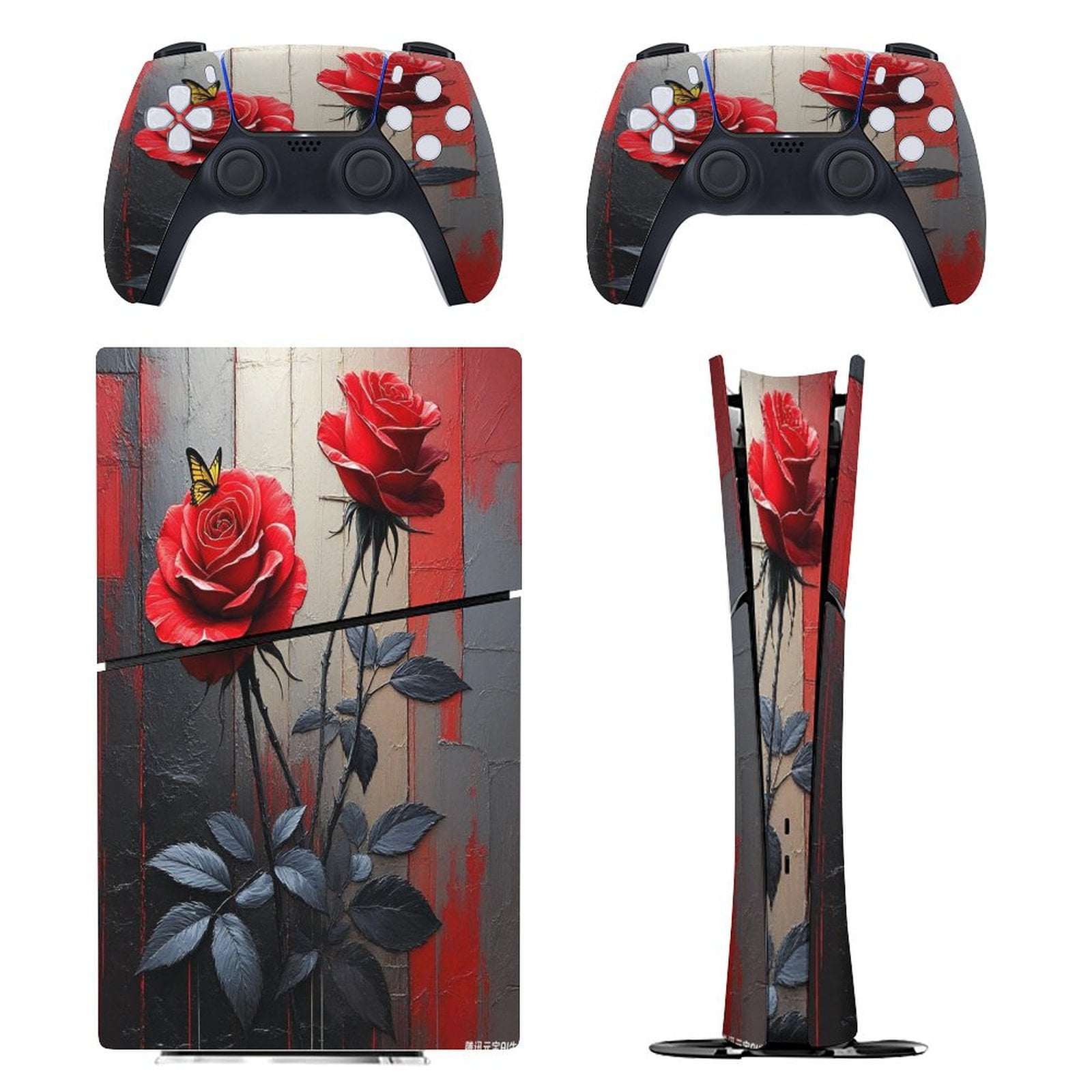 Romantic Rose Yellow Butterfly Grey And Red PS5/PS5 Slim Digital Disc ...