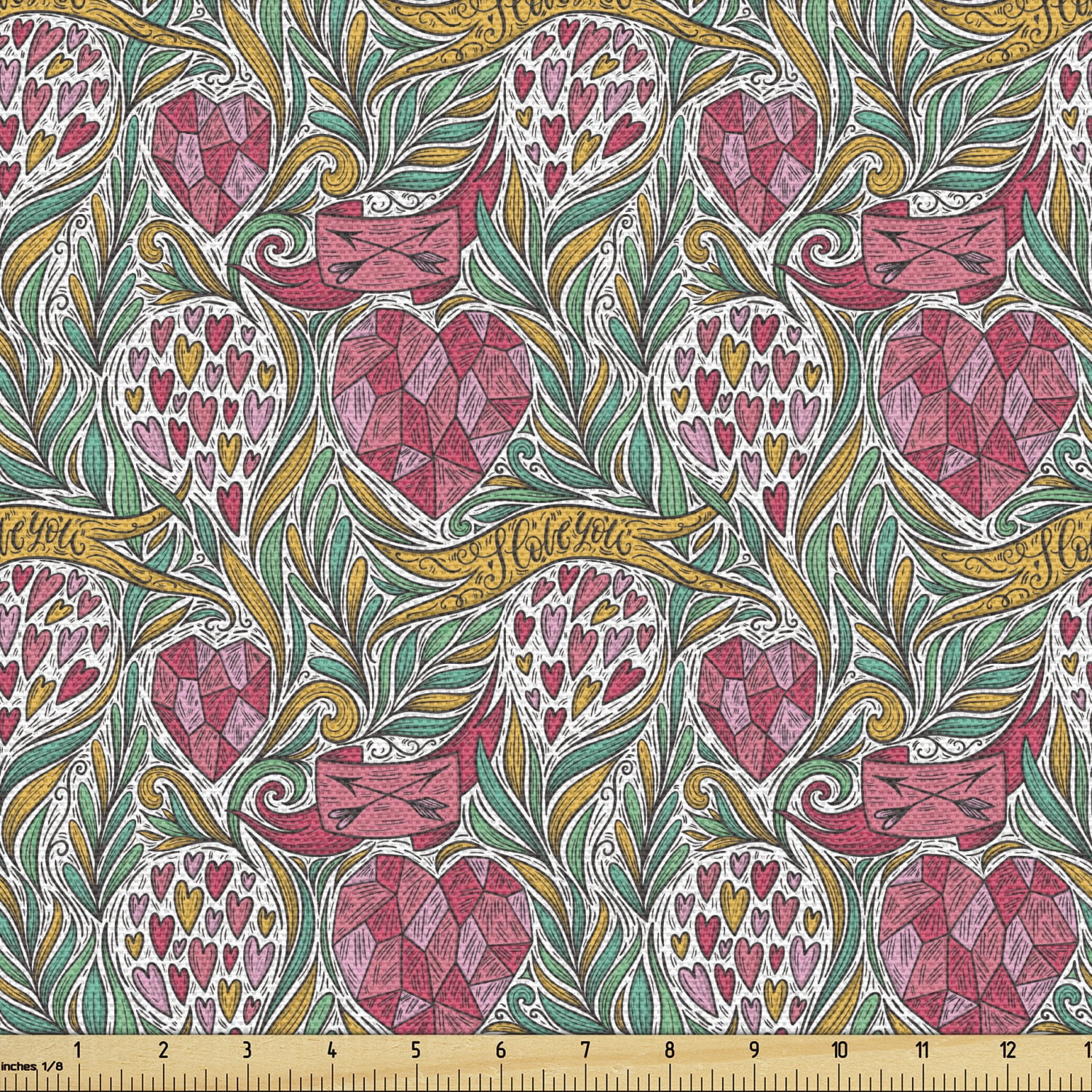 Romantic Sofa Upholstery Fabric by the Yard, Colorful Geometric Fractal ...