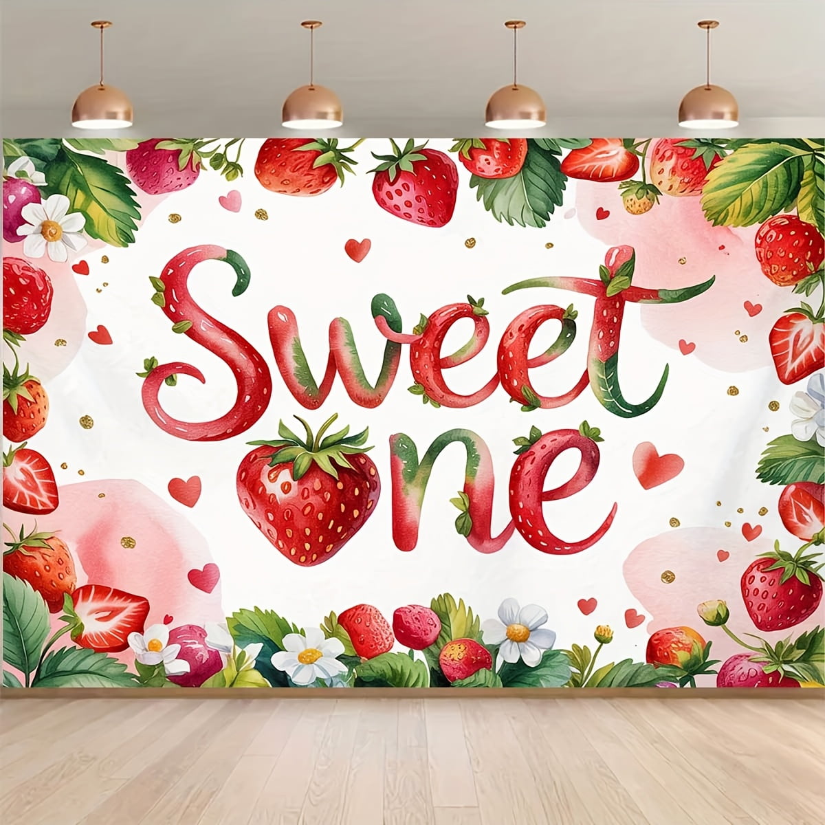 Romantic Strawberry Sweet One Theme Background Strawberry Girl 1st ...