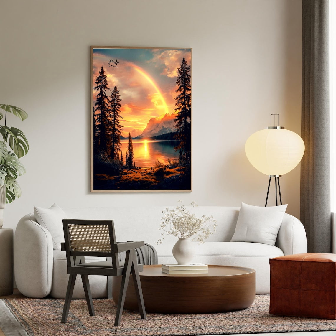 Romantic Sunset At The Lake – Landscape Poster With Mountains, Forest ...