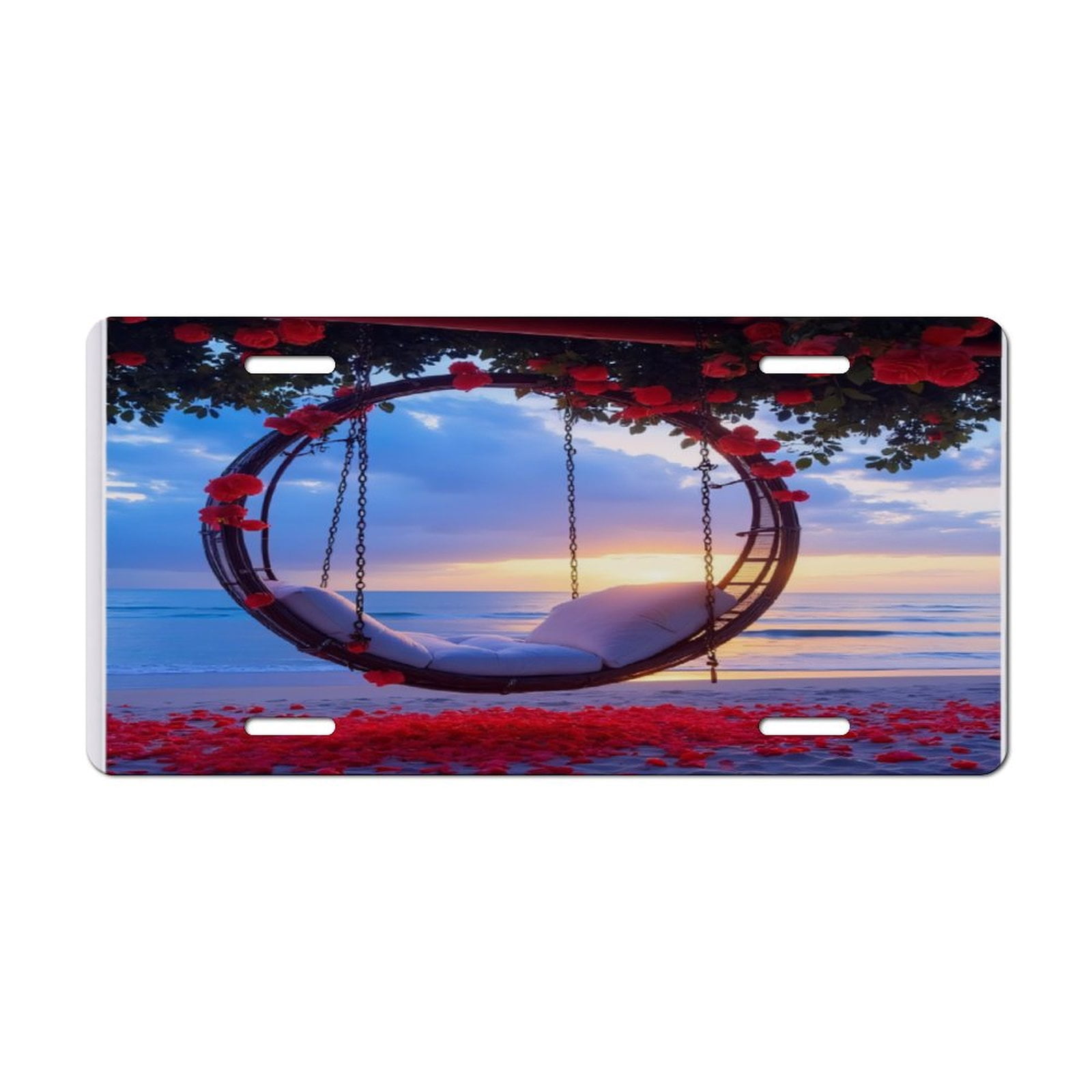Romantic Sunset Swing Car Decorative Front License Plate,Vanity Tag ...
