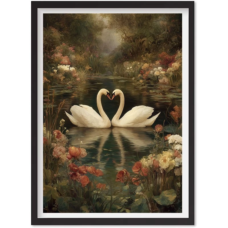Romantic Swan Art Print | Sage Green Vintage Wall Art | Antique ...