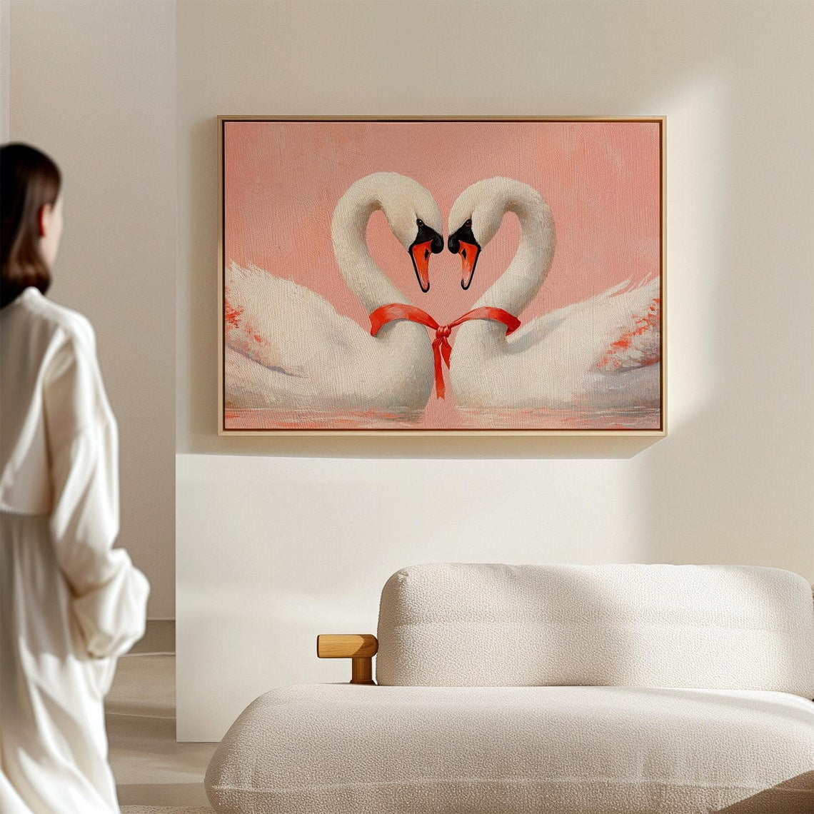 Romantic Swan Couple Wall Art - Elegant Hangable Decor For Bedrooms ...