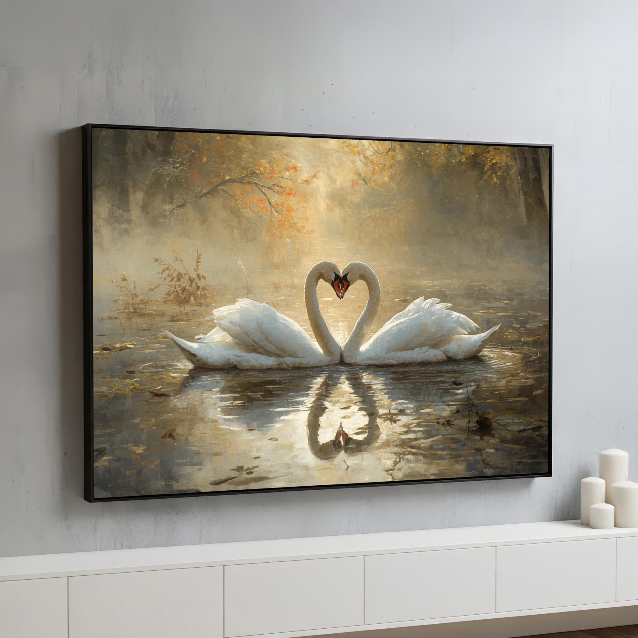 Romantic Swan Love Poster Vintage Style Wall Decor Physical Poster Home ...
