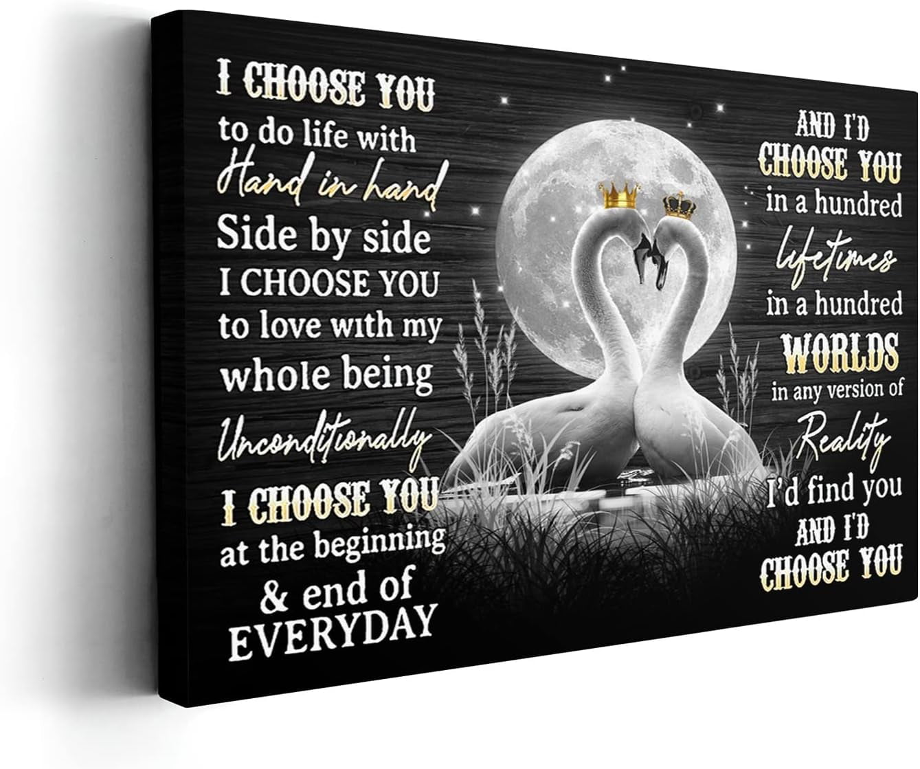 Romantic Swan Wall Art Elegant White Swans Poster Black and White Swan ...