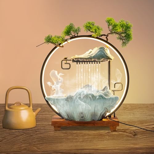 Romantic Tabletop Water Fountain with Atomizer and LED Light - Adds ...