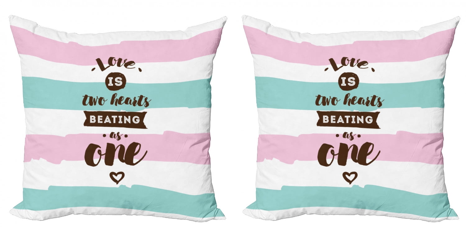 Ambesonne Romantic Throw Pillow Cover 2 Pack, Retro Style Pastel, 20", Dark Brown Mint Green ...