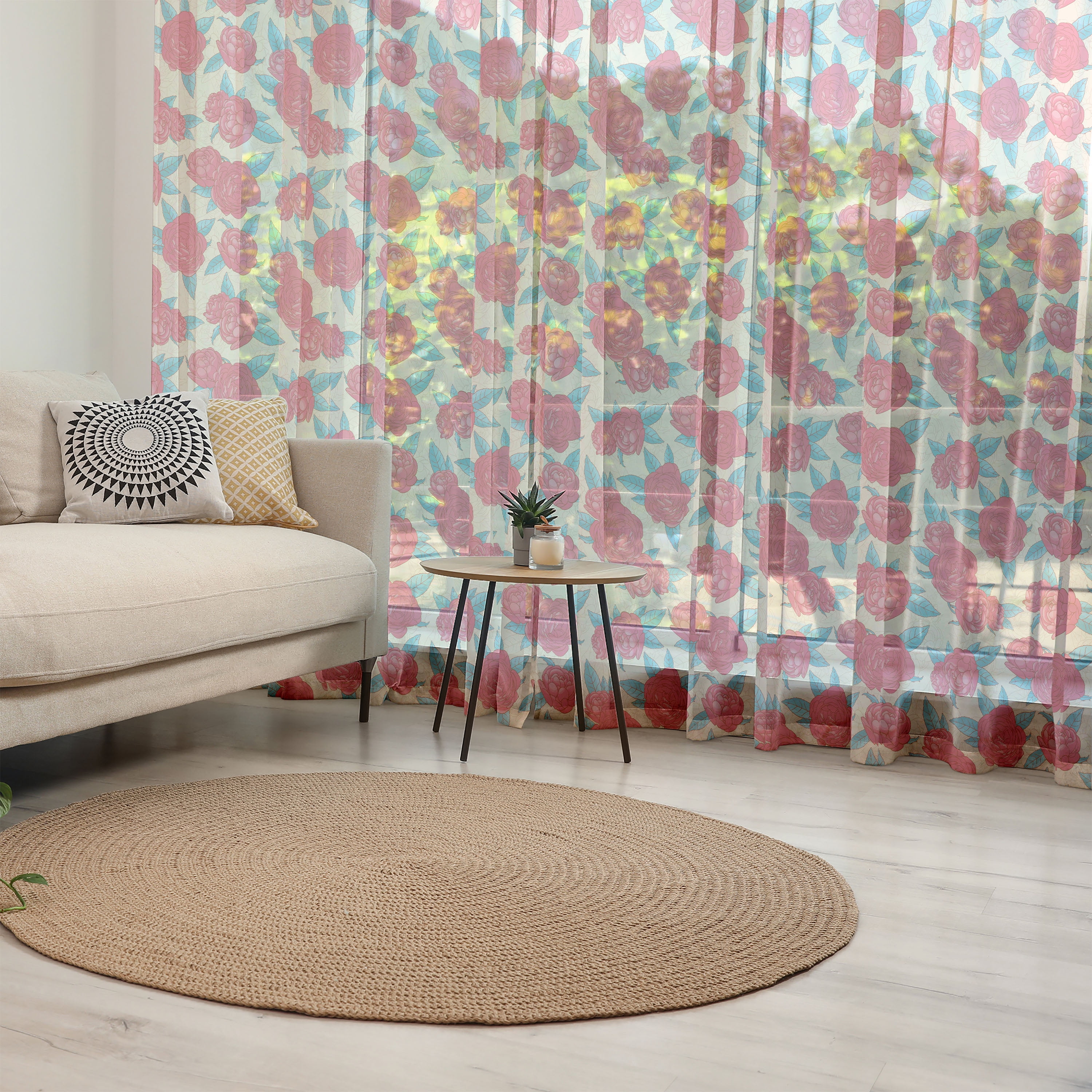 Romantic Tulle Curtains with Rod Pocket, Valentine's Day Style Rose ...