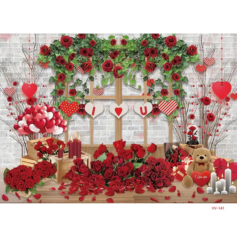 Romantic Valentine's Day Photography Backdrops Props Red Rose Birthday ...
