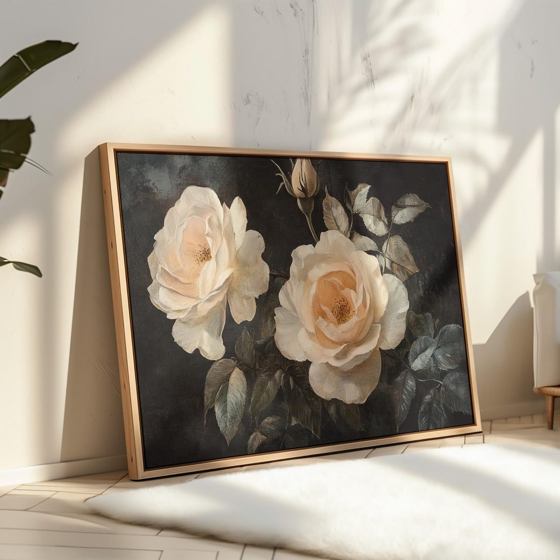 Romantic Vintage Cream Roses Art - Elegant Floral Design With Soft ...