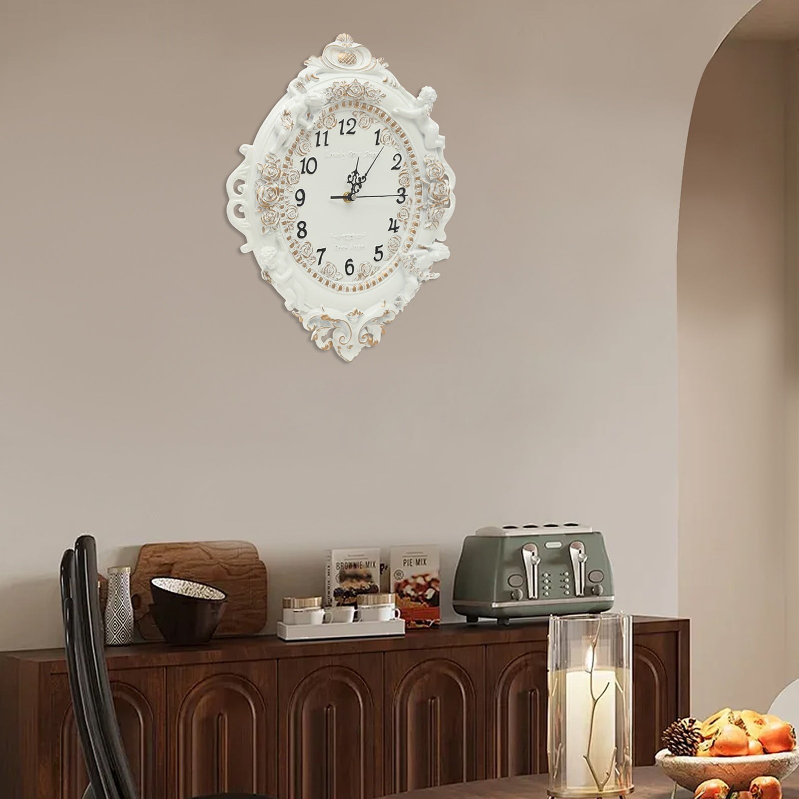 Romantic Wall Clock, 3D Rose Design with Smooth Edges, Battery Powered ...