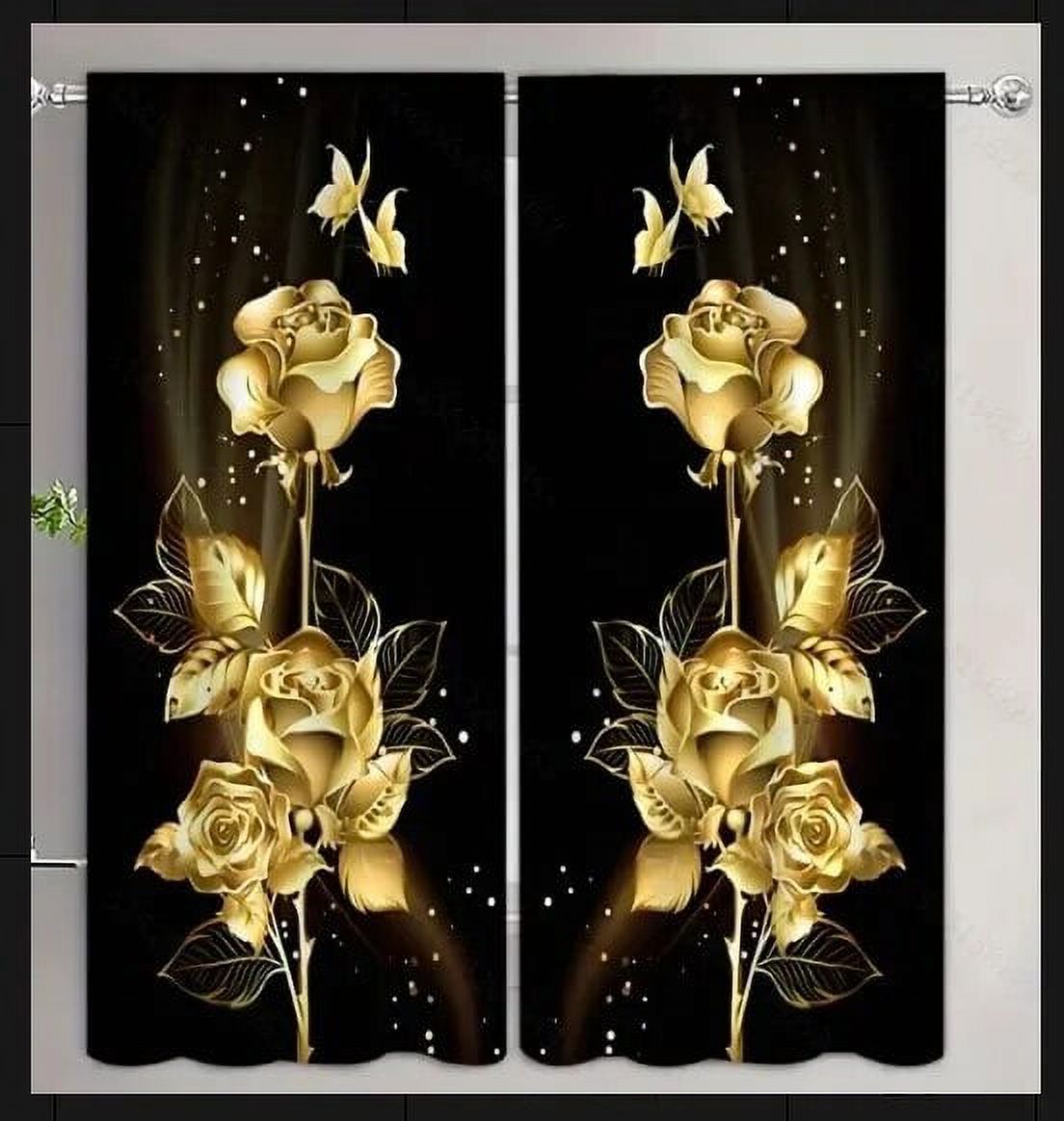 Romantic Water Droplet Red Rose Luxury Window Curtains For Bedroom ...