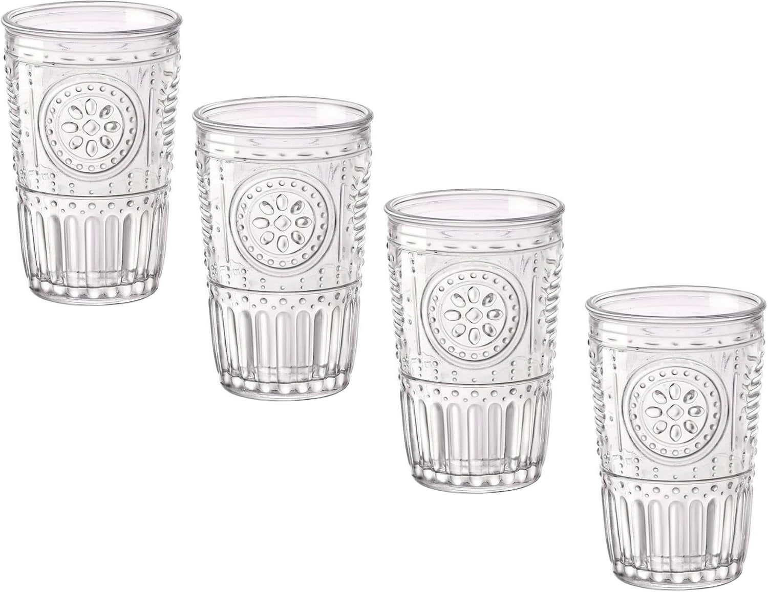 Romantic Water Glass [Set Of 4] | 10.25 oz Glass Set For Refreshments ...
