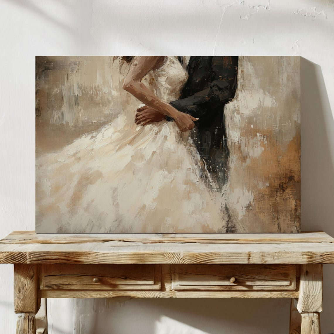 Romantic Wedding Couple Embrace Wall Art - Elegant Hangable Artwork For ...