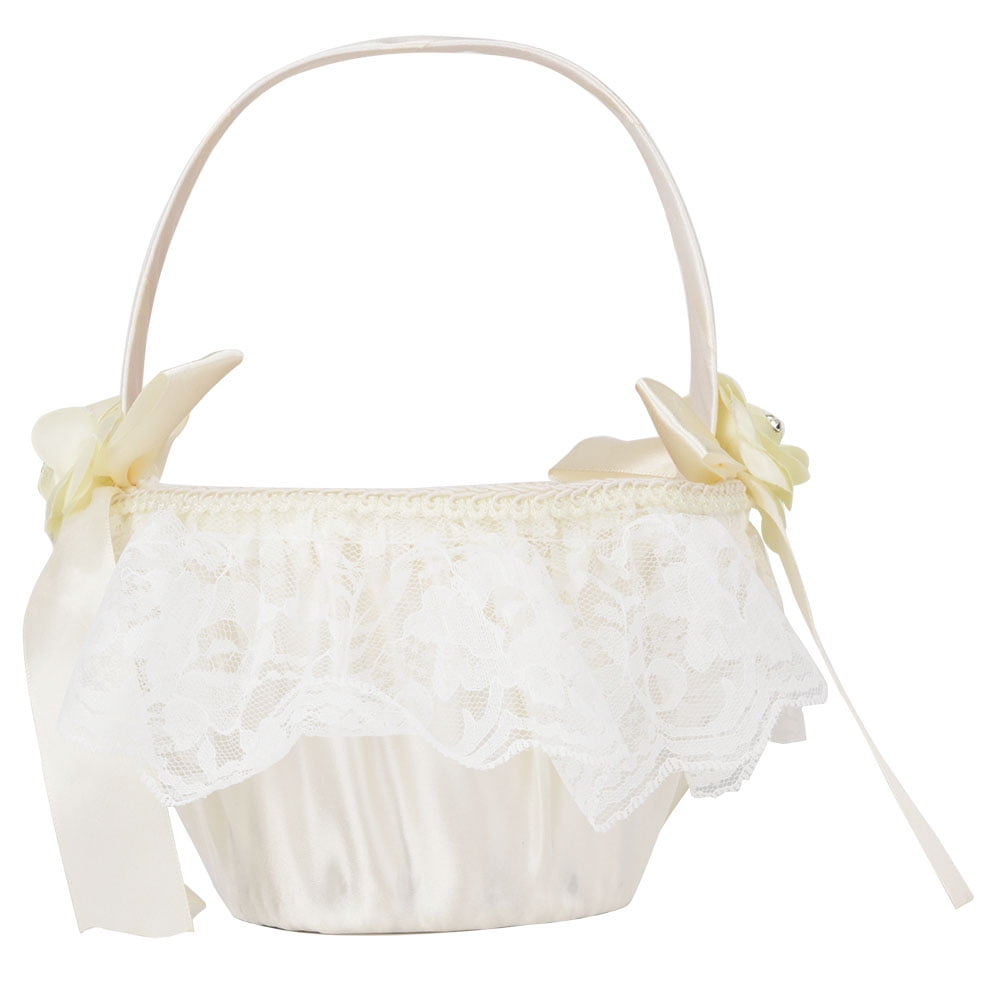 Romantic Wedding Flower Lace Bowknot Basket Ceremony Banquet Decoration ...