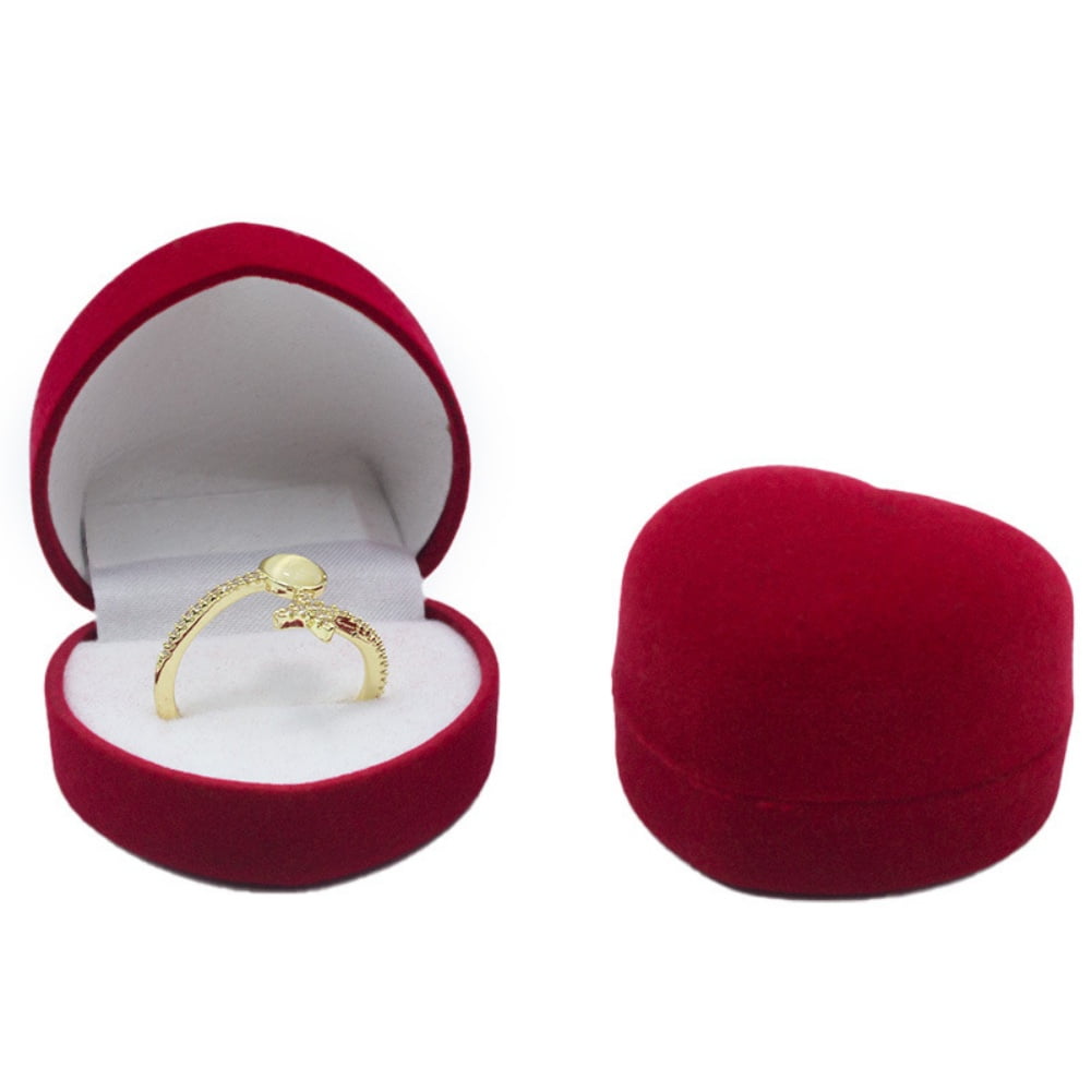 Romantic Wedding Love Heart Shaped Ring Box High-end Velvet Jewelry Box ...