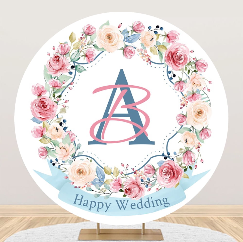 Romantic Wedding Round Backdrop Color Wreath Floral Bridal Shower ...