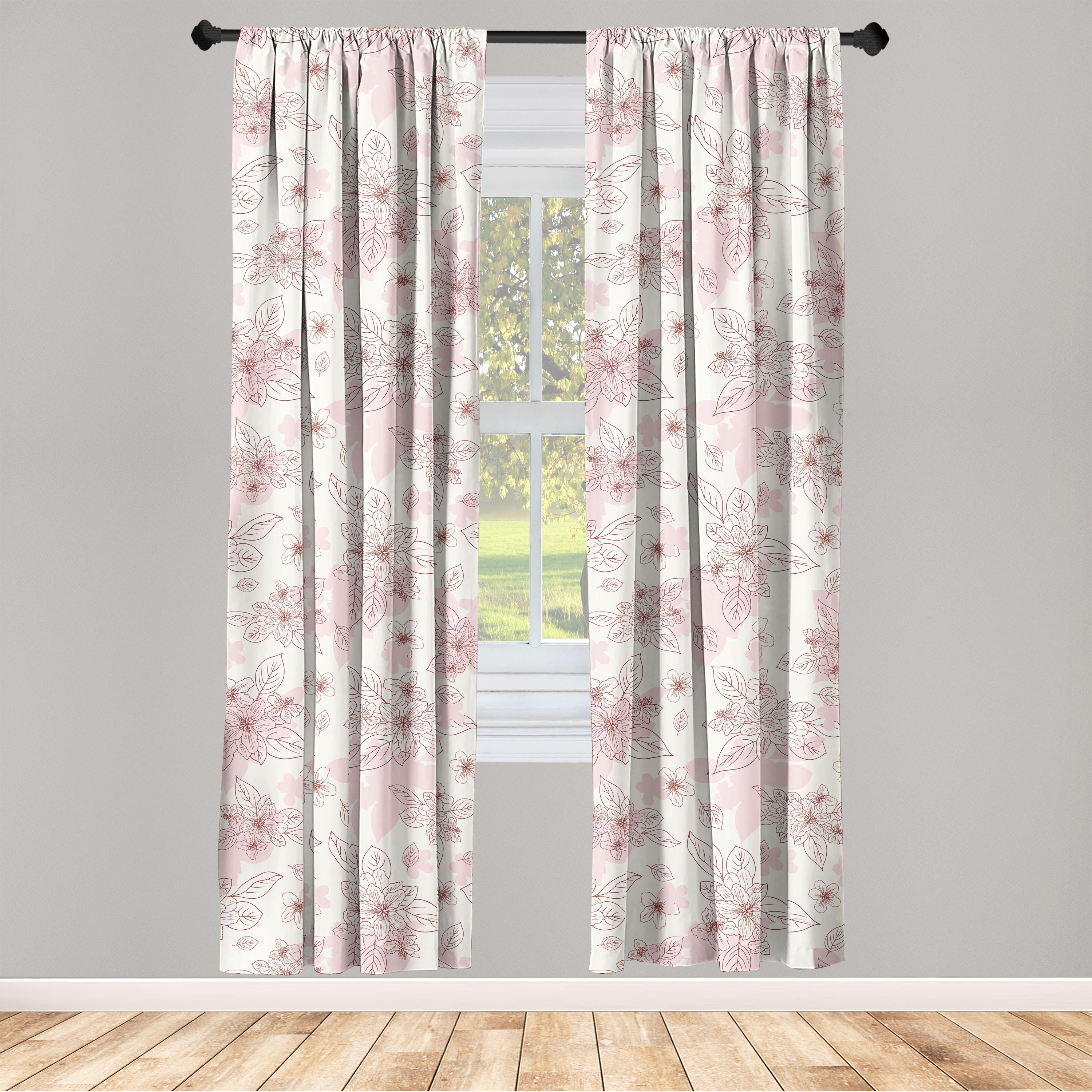 Romantic Window Curtains, Pastel Colors Flowers Vintage Pattern With ...