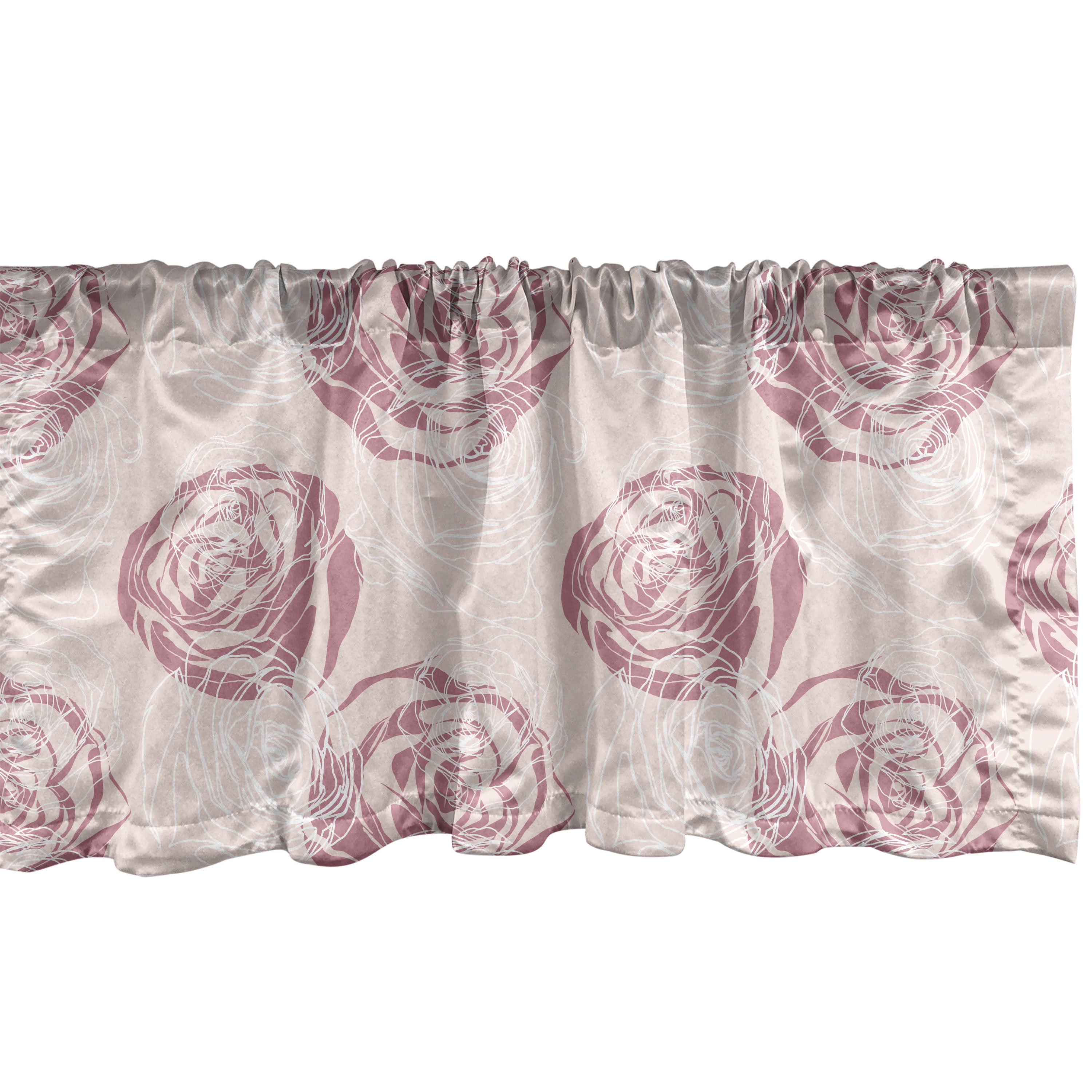 Romantic Window Valance, Arrangement of Rose Silhouettes and Drawings ...