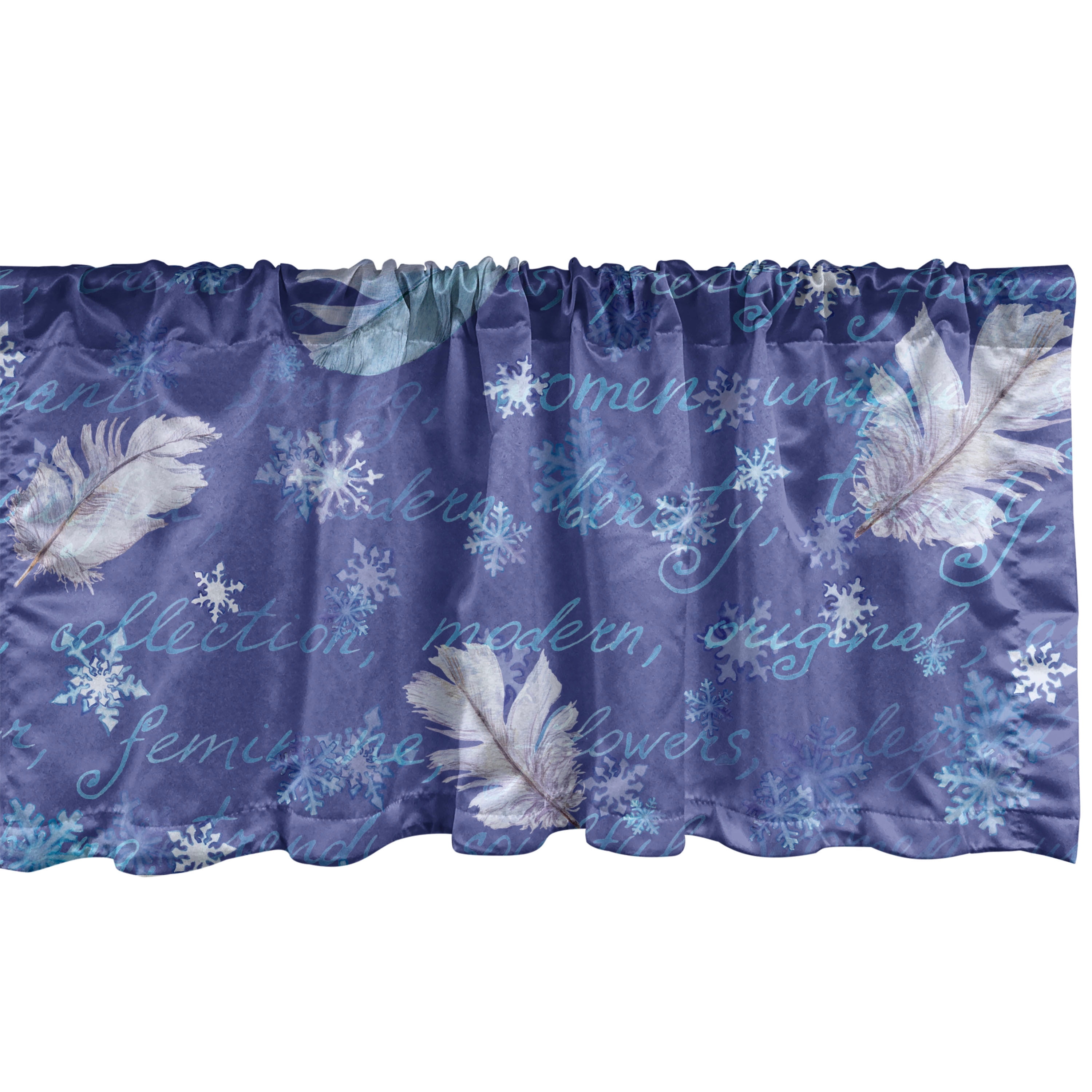 Romantic Window Valance, Feather Pattern on Cursive Writing Vintage ...