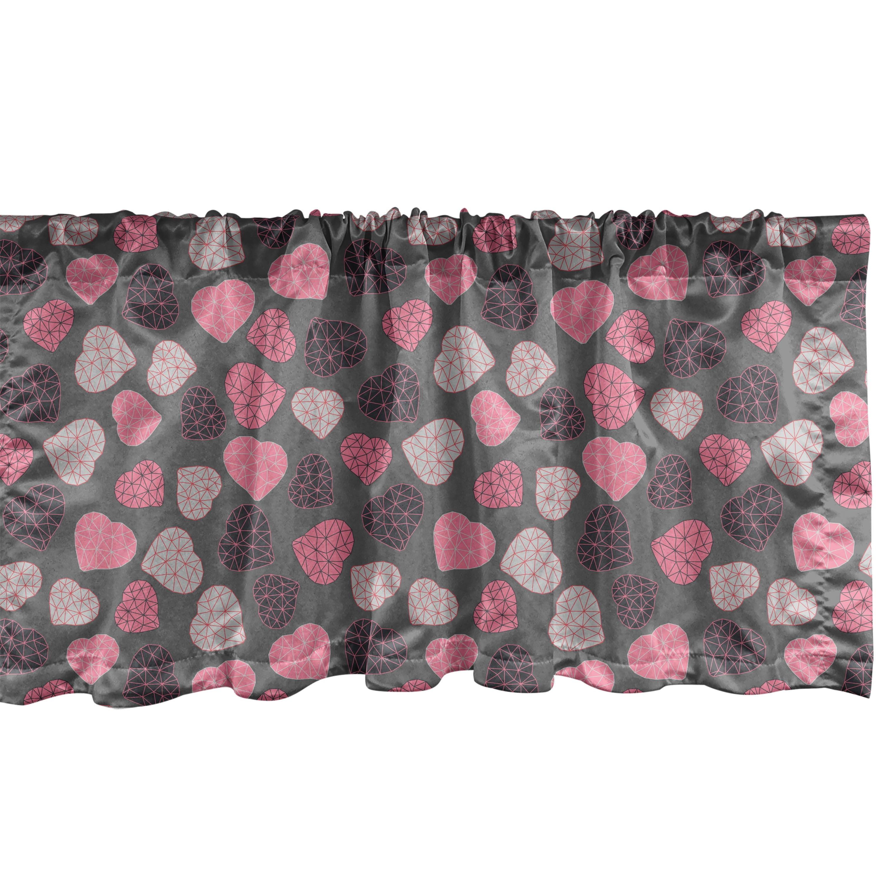 Ambesonne Romantic Valance Pack of 2, Valentines Low-Poly Hearts, 54 ...