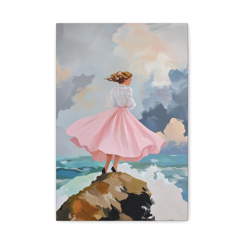 Romantic Woman Art, Ocean Breeze Girl , Feminine Windy Dress Wall Art ...