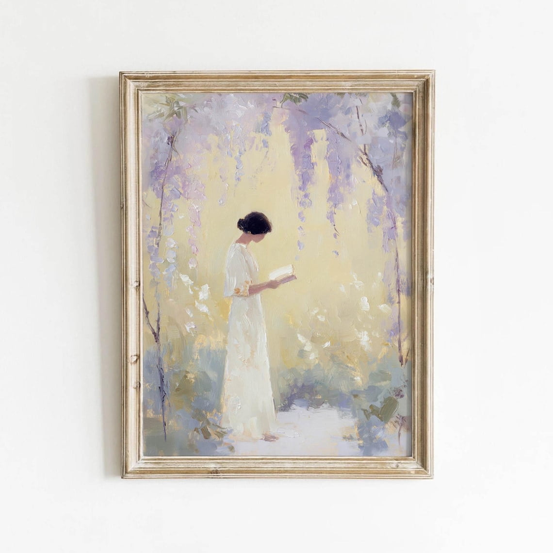 Romantic Woman in White Pastel Cottagecore Vintage Garden Decor Calming ...
