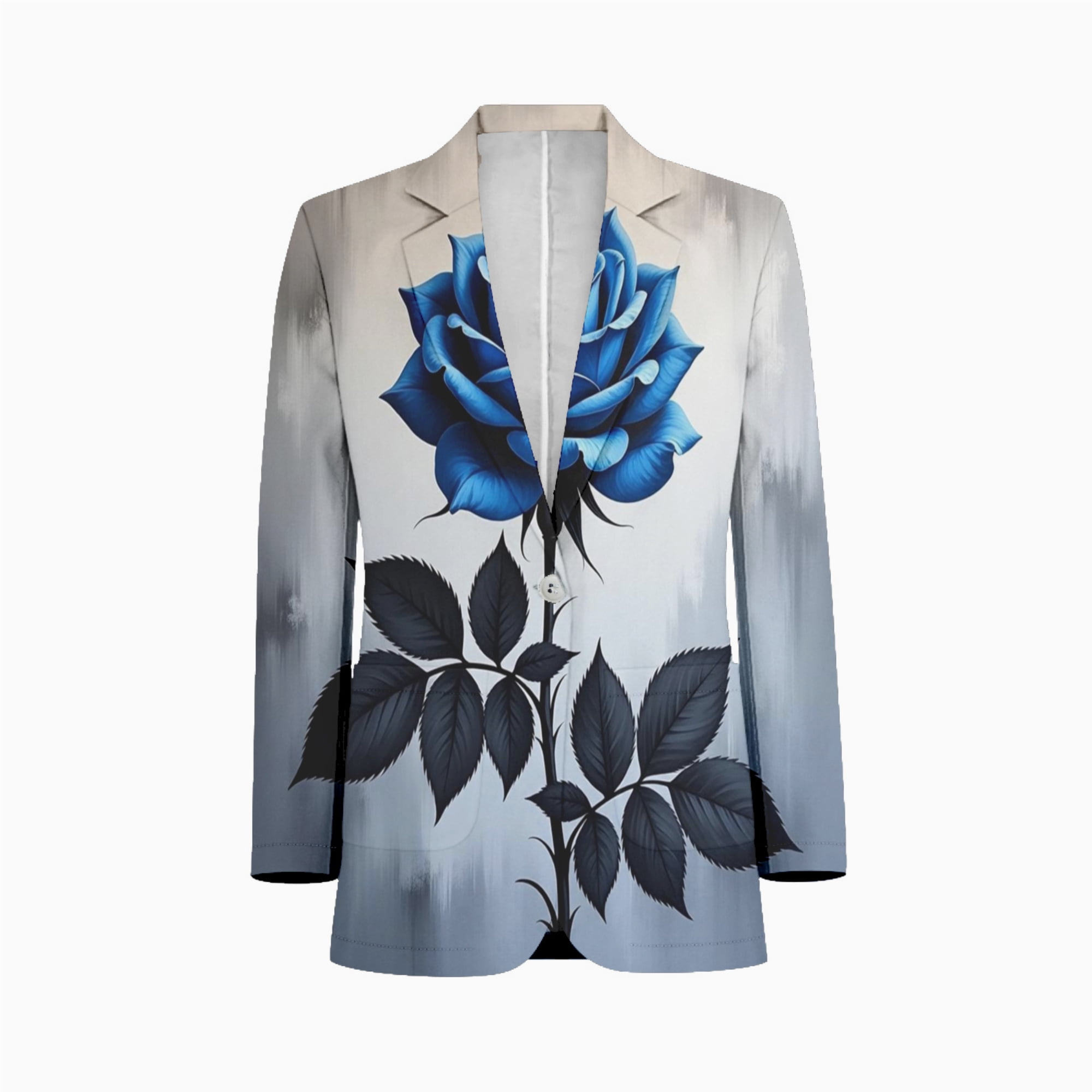 Romantic blue Rose print Customized Men's Suits full man Shawl Collar ...