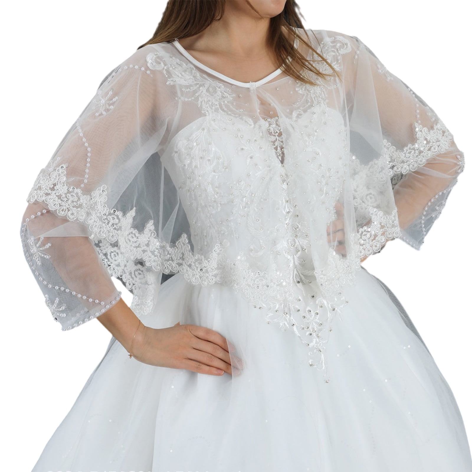 Romantics Round Neck Silk Trimmed Bridal Wrap Bride Chiffons Wedding ...