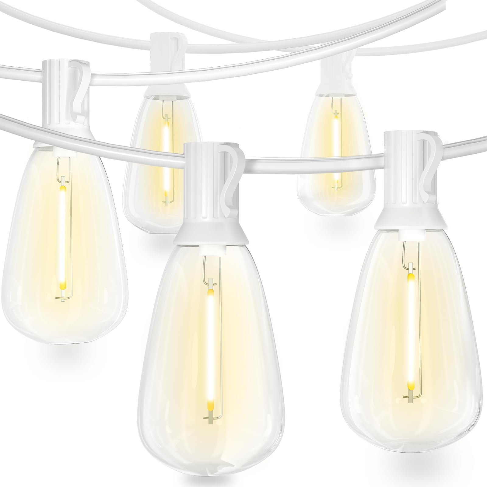Romasaty Outdoor String Lights 50FT Patio Lights with 25 Shatterproof ...