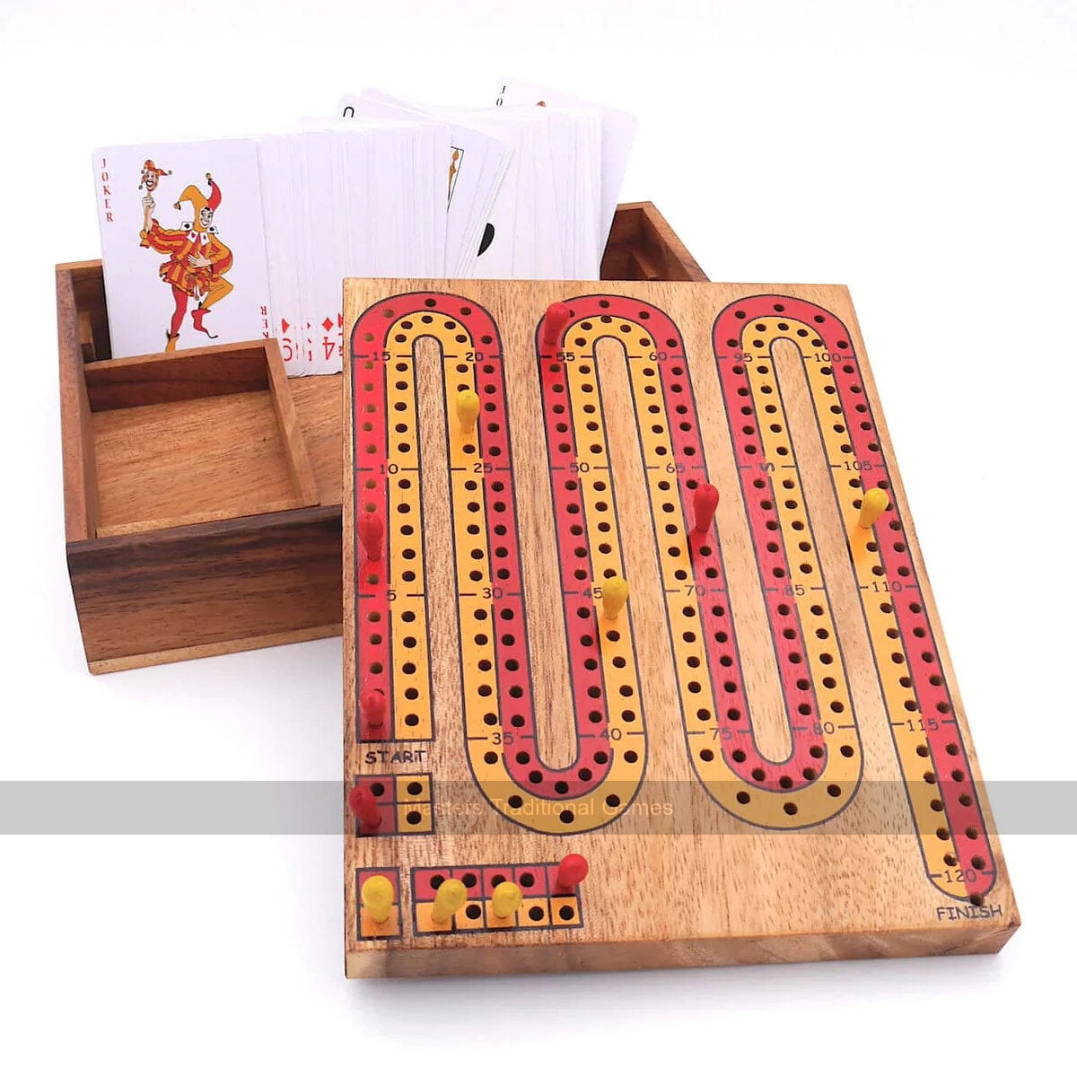 Rombol Wooden Cribbage Game in Storage Box - Cards included - Walmart.com